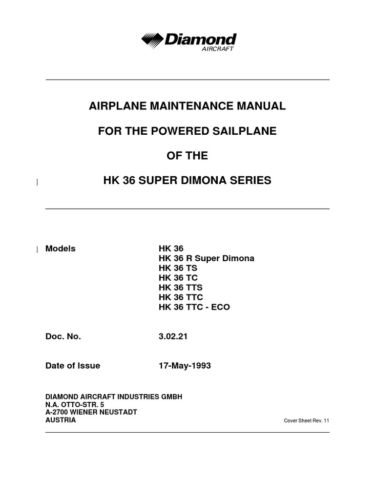 HK 36 Super Dimona Maintenance Manual | PDF | Pascal (Unit) | Aircraft ...