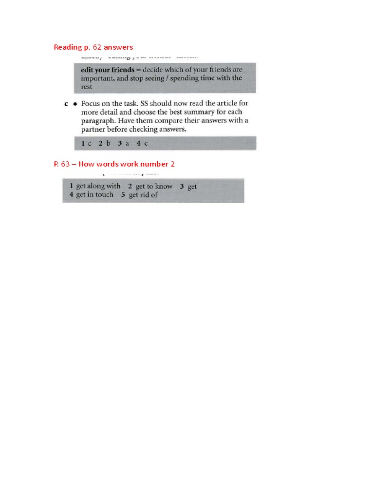 Answers Homework Student Book P. 62 63 | PDF