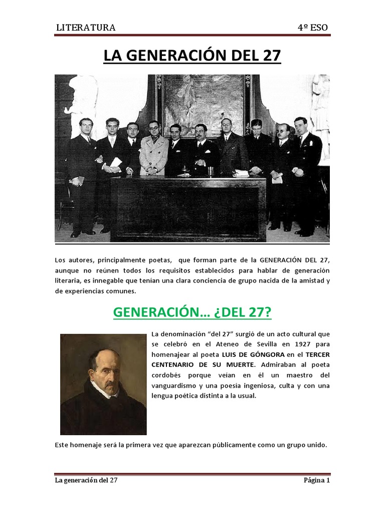 La Generación del 27: Poetas y Contexto | PDF | Federico García Lorca ...