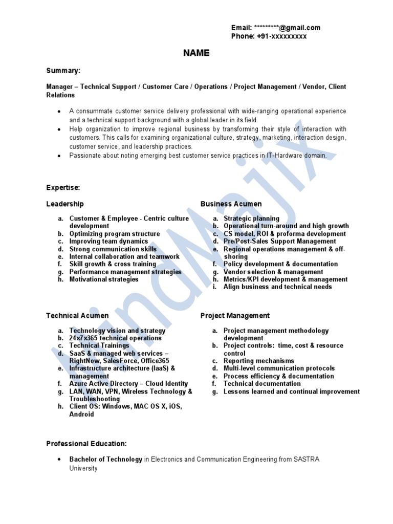 Microsoft Azure Sample Resume 1 | PDF
