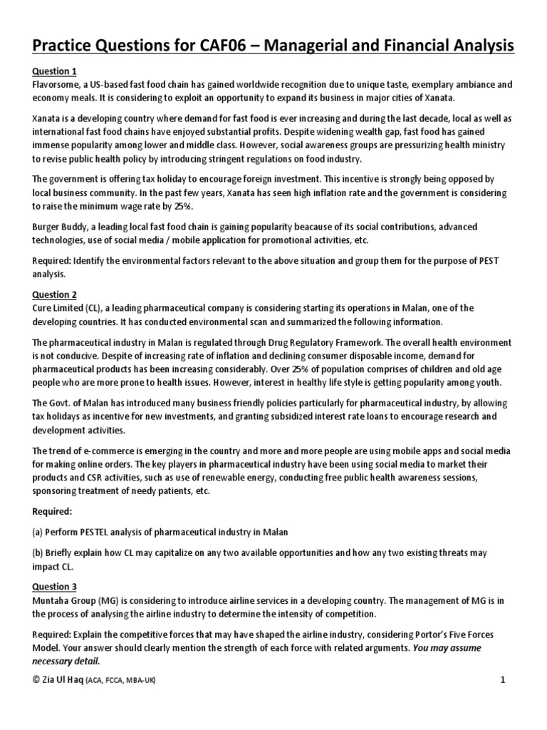 Practice Questions For CAF06 MFA | PDF