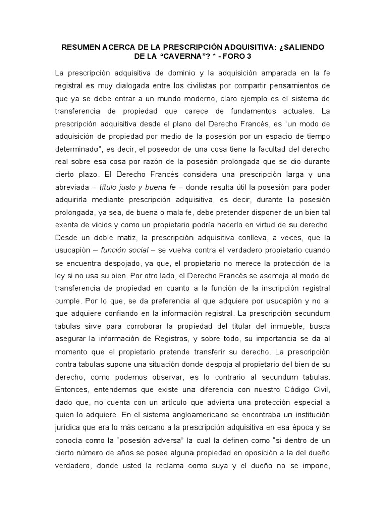 Foro 3 - DPC | PDF | Posesión (Ley) | Propiedad