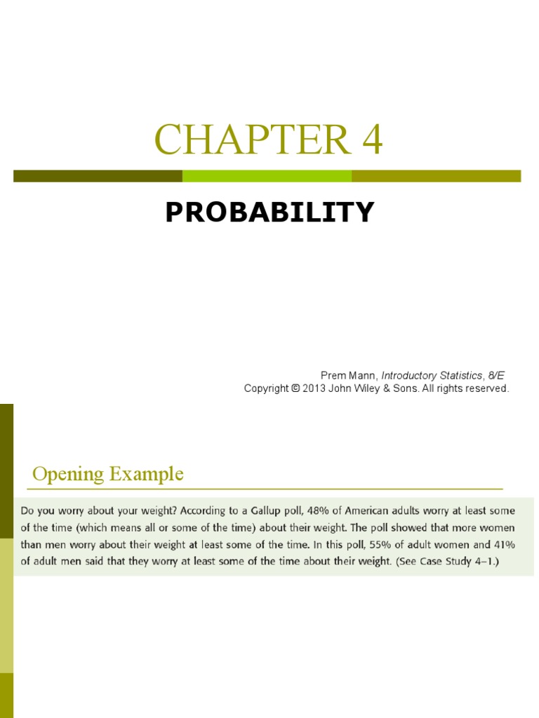 Mann Stats 8e PPT Ch04 (Main) | PDF | Probability | Statistics