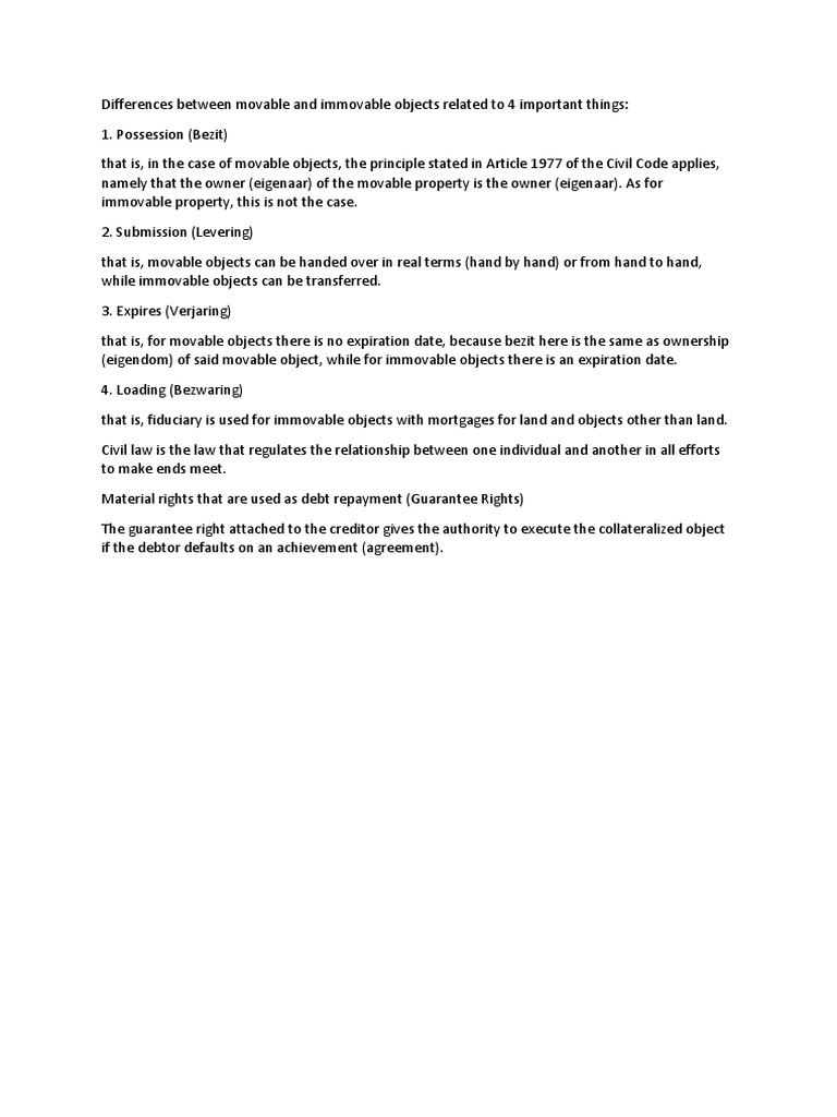 Differences Between Movable And Immovable Objects Pdf