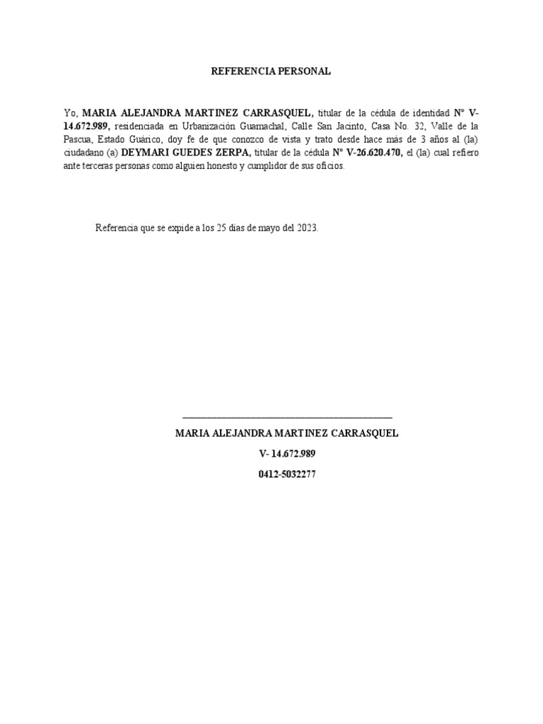 Referencia Personal | PDF