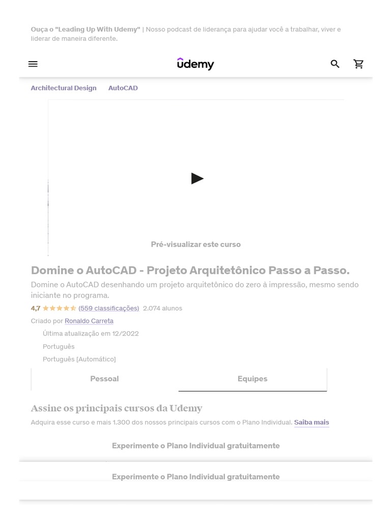 Domine o AutoCAD - Projeto Arquitetônico Passo A Passo. - Udemy | PDF ...