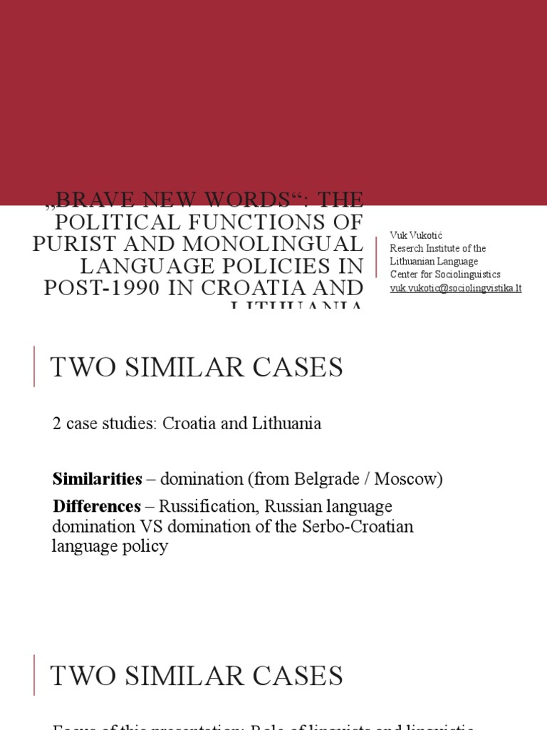Purist Language Policies in Croatia & Lithuania | PDF | Lithuania ...
