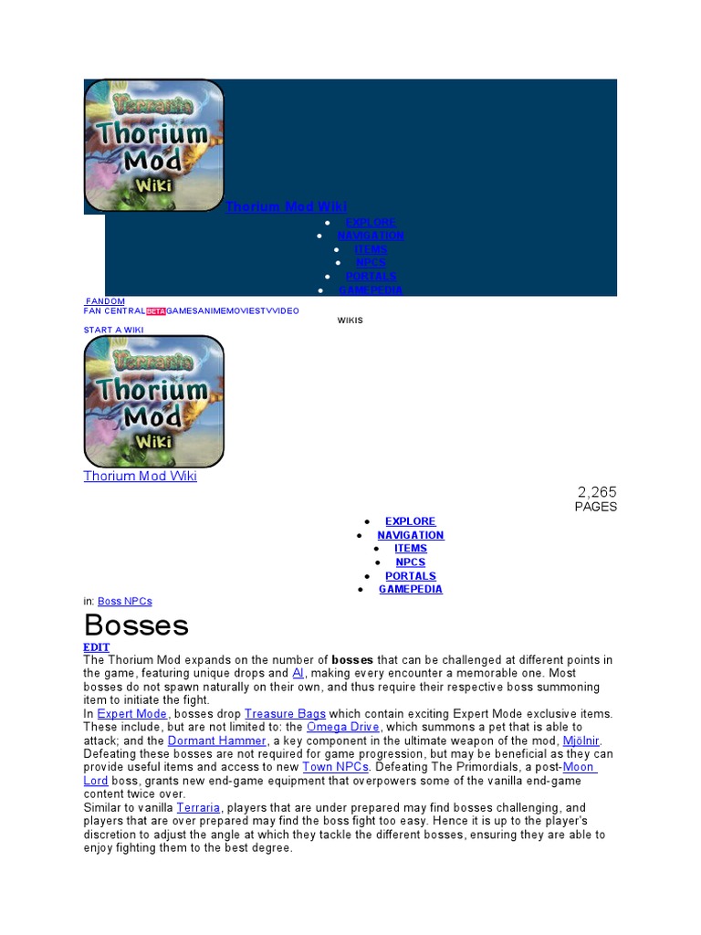 Bosses Thorium | PDF