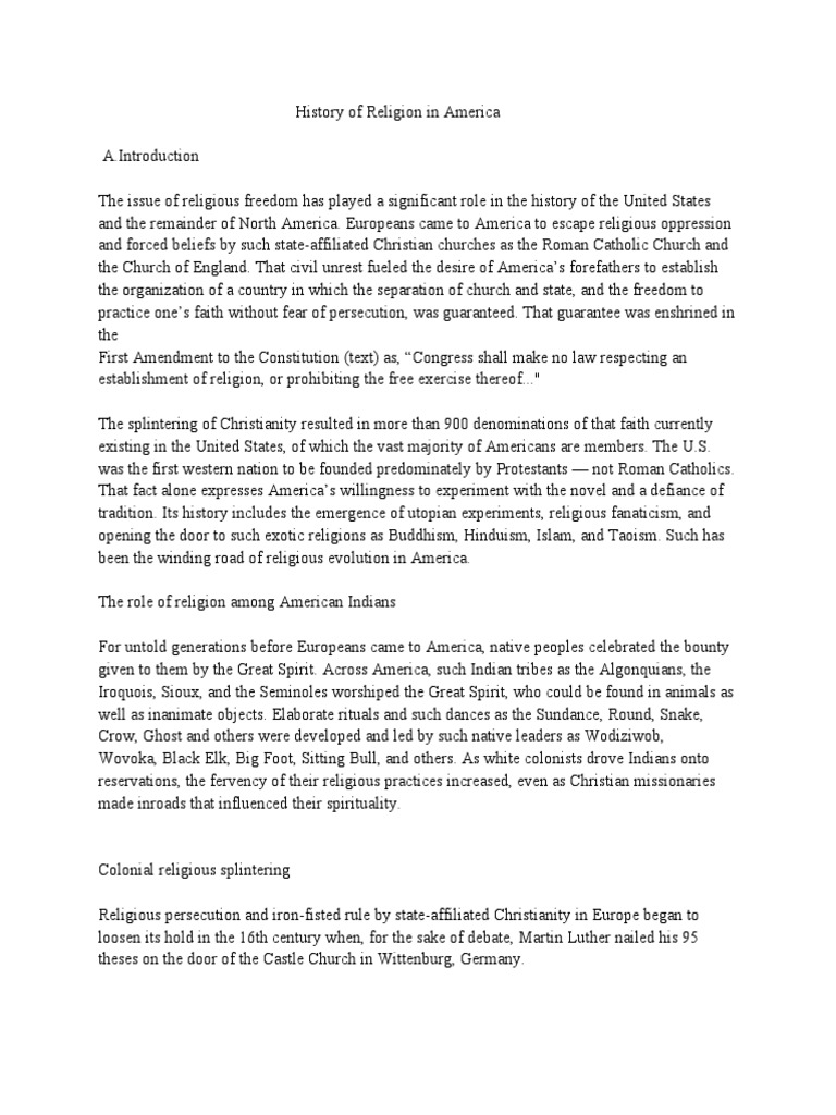 History of Religion in America | PDF | Protestantism | Christian ...