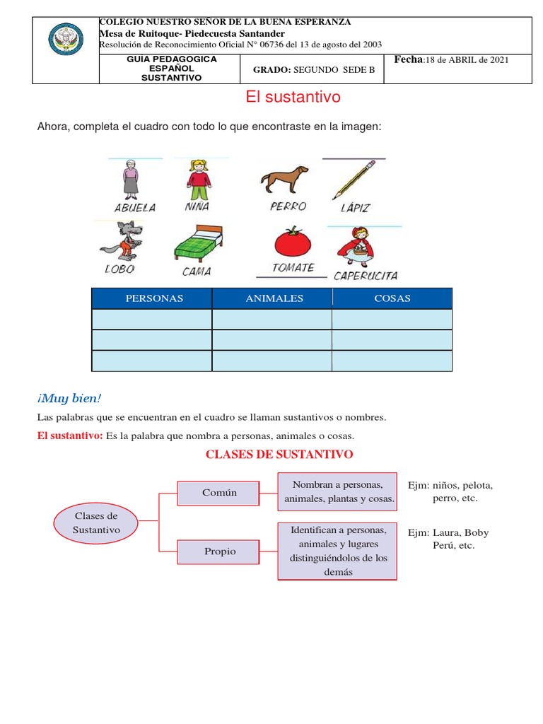 Guia de Sustantivo - Propio - Comun | Descargar gratis PDF | Sustantivo ...
