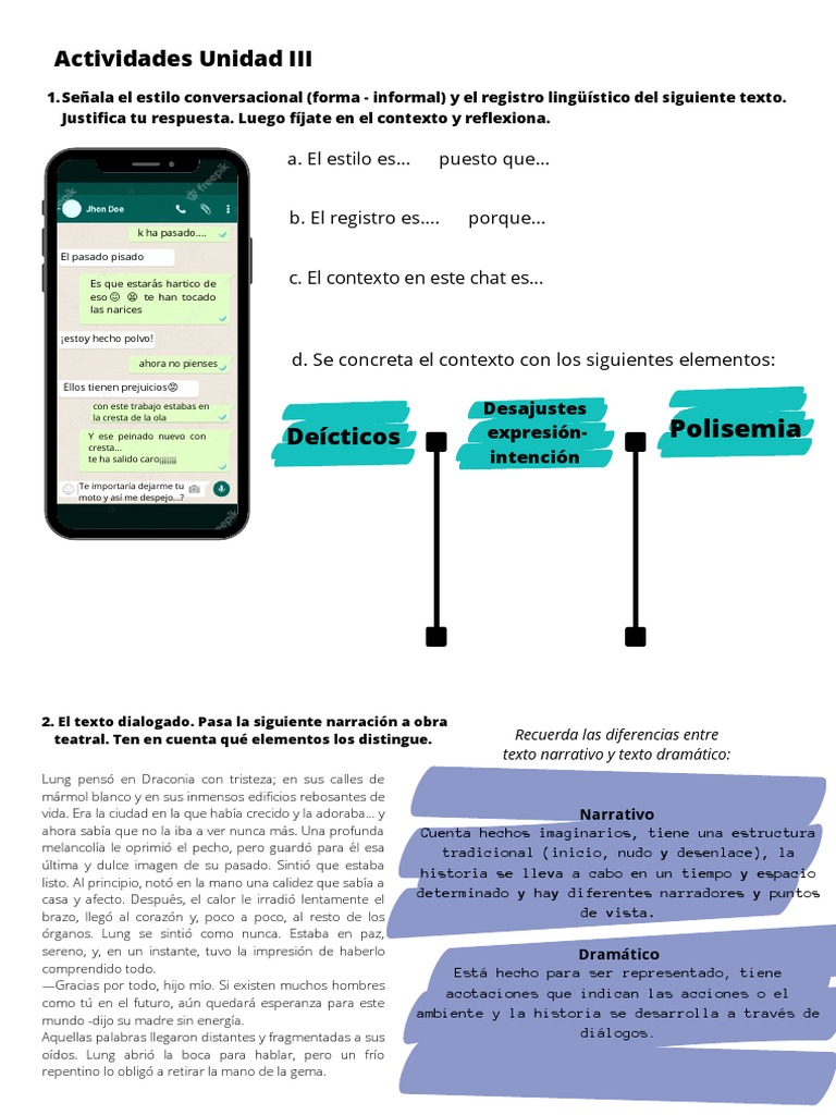 Actividad para Trabajar Los Tipos de Diálogos y Sus Características. | PDF
