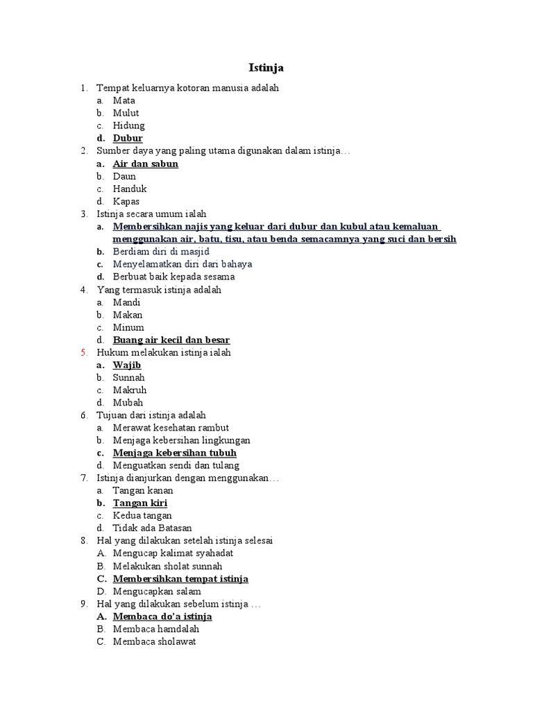 SOAL TAHARAH[1] | PDF