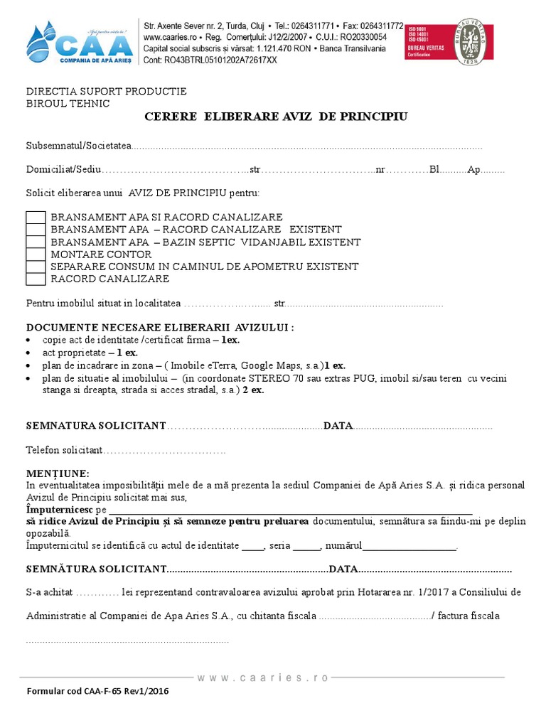Cerere Aviz Principiu | PDF