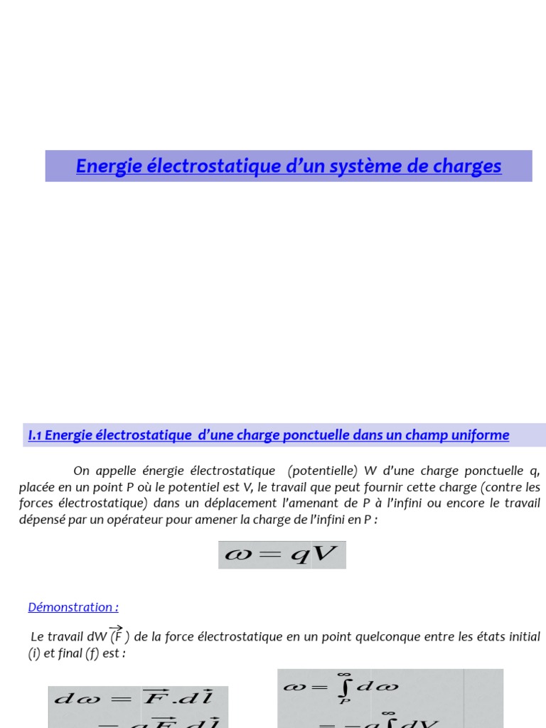 Énergie Électrostatique Simplifiée | PDF | Condensateur | Champ électrique