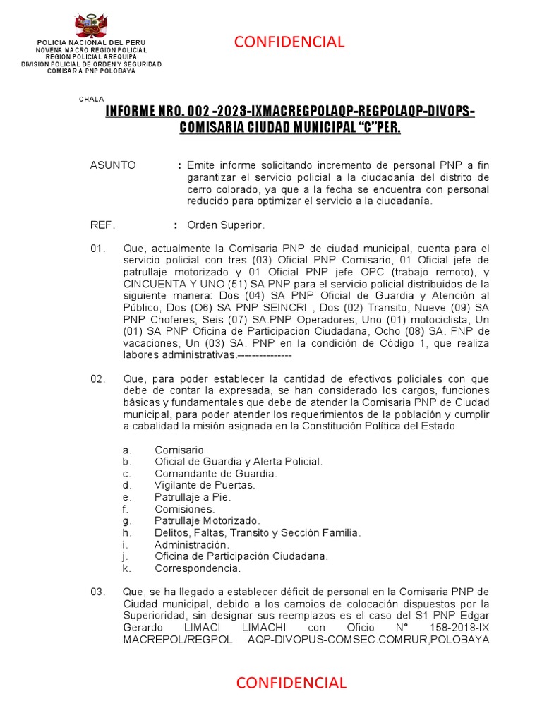 Informe de Requerimiento de Personal PNP | PDF | Policía | Gobierno Informe de Requerimiento de Personal PNP | PDF | Policía | Gobierno