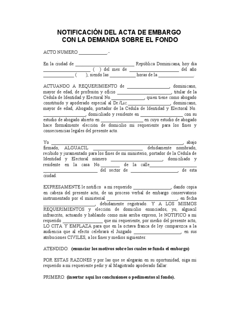 NOTIFICACIÓN DEL ACTA DE EMBARGO Conserv. | PDF | Gobierno | Justicia