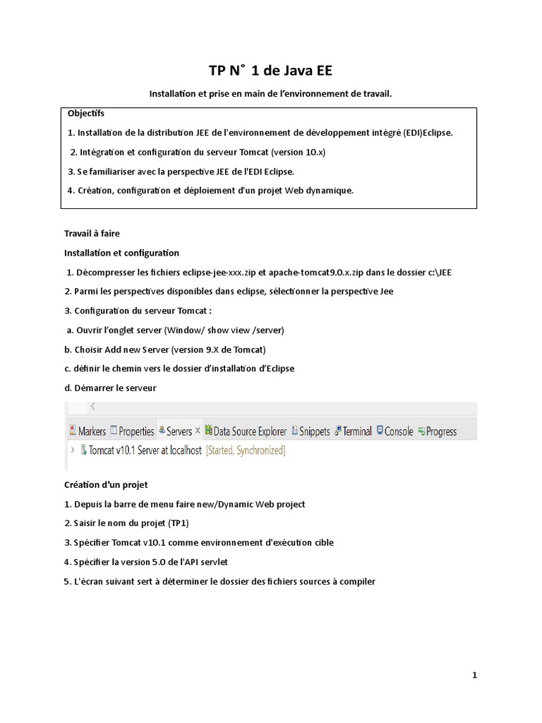 Installation de JEE avec Eclipse et Tomcat | PDF