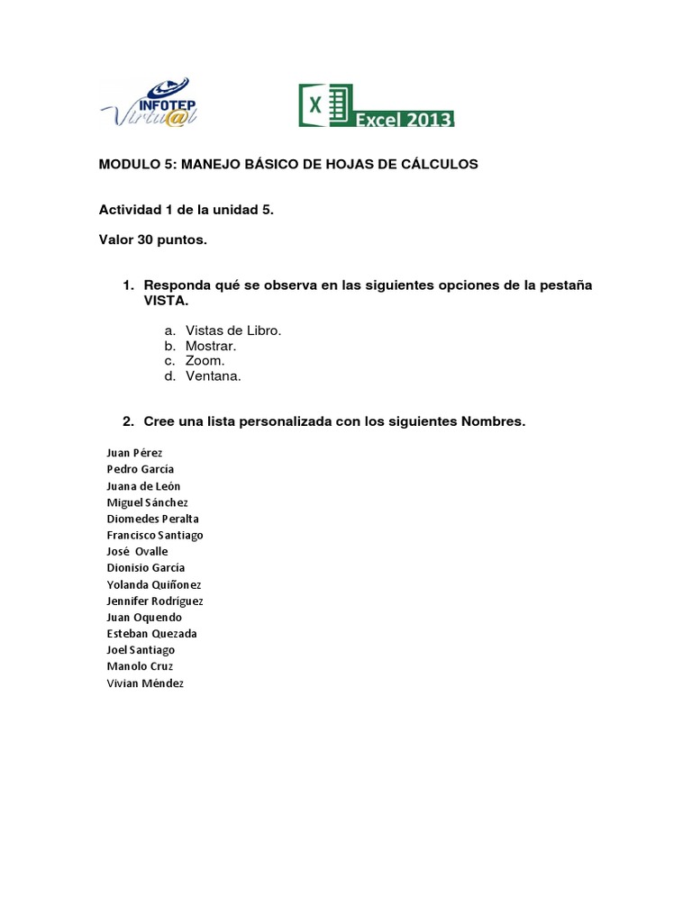 Actividad 1 Modulo 5 Hojas de Calculo | PDF