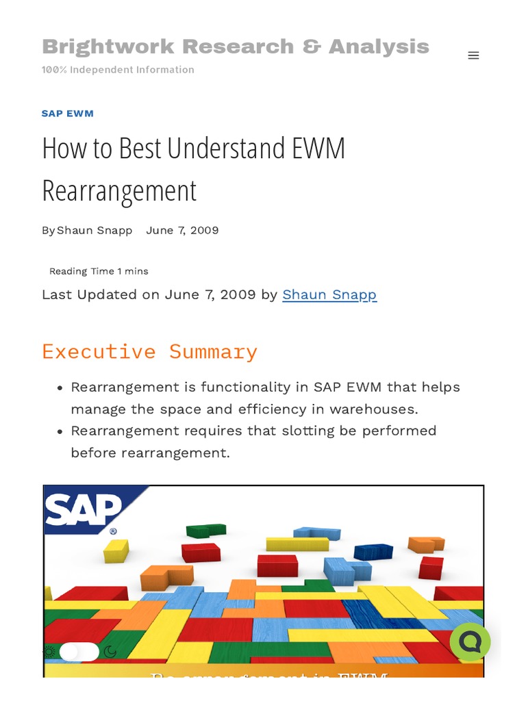 How To Best Understand EWM Rearrangement - Brightwork Research ...
