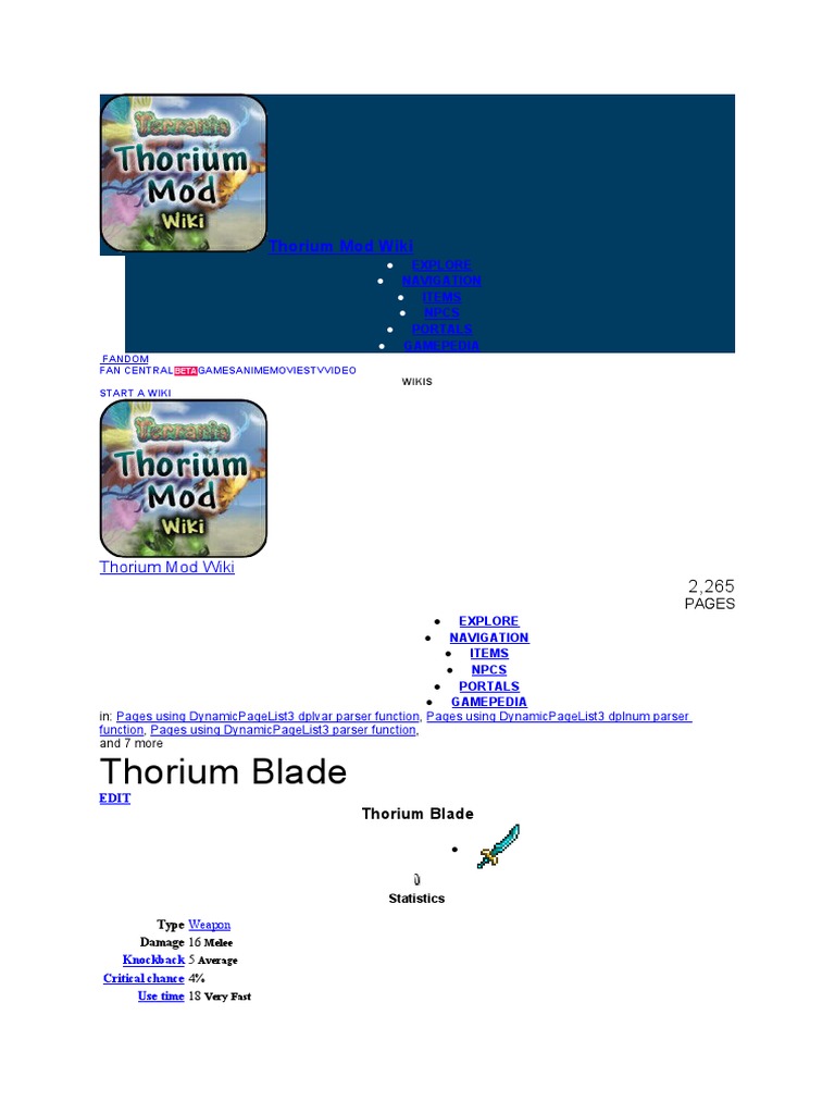 Thorium Blade Thorium | Download Free PDF | Blade Weapons | Tools