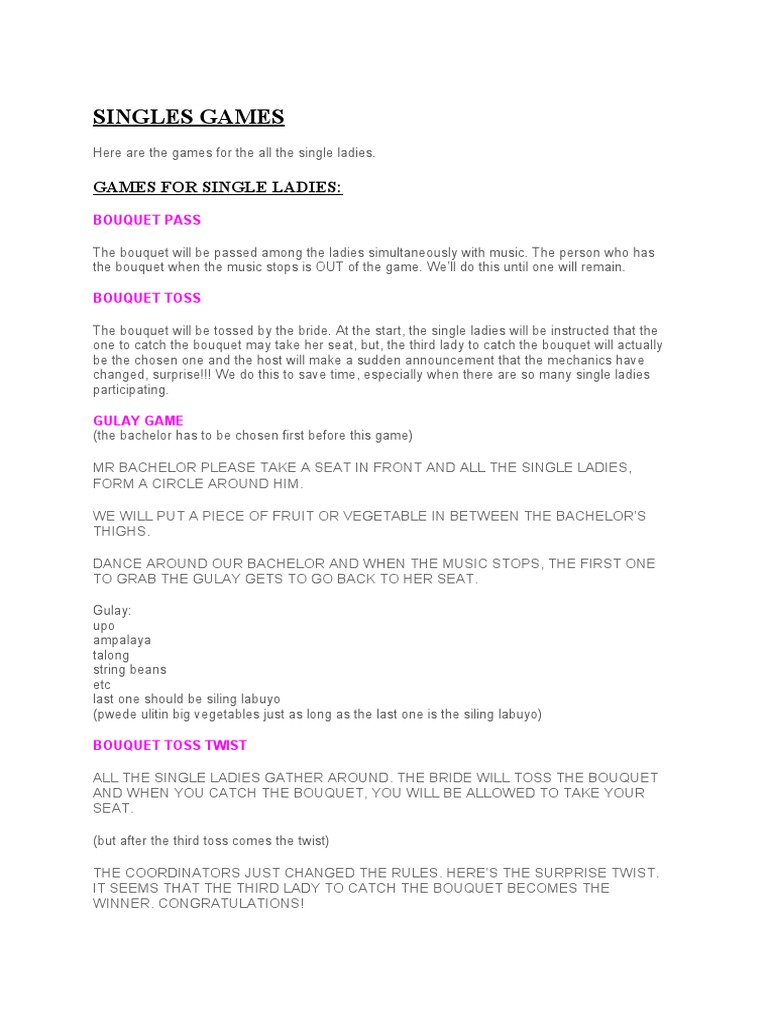 Singles Games | PDF | Flower Bouquet