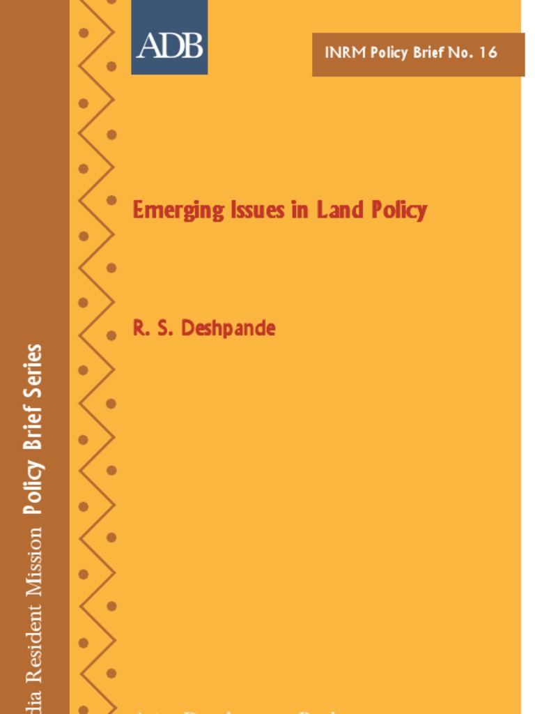 Emerging Land Policy Issues in India | PDF | Leasehold Estate | Lease