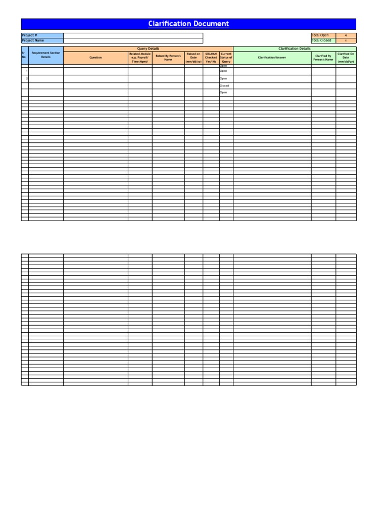 Clarification Document Template | PDF