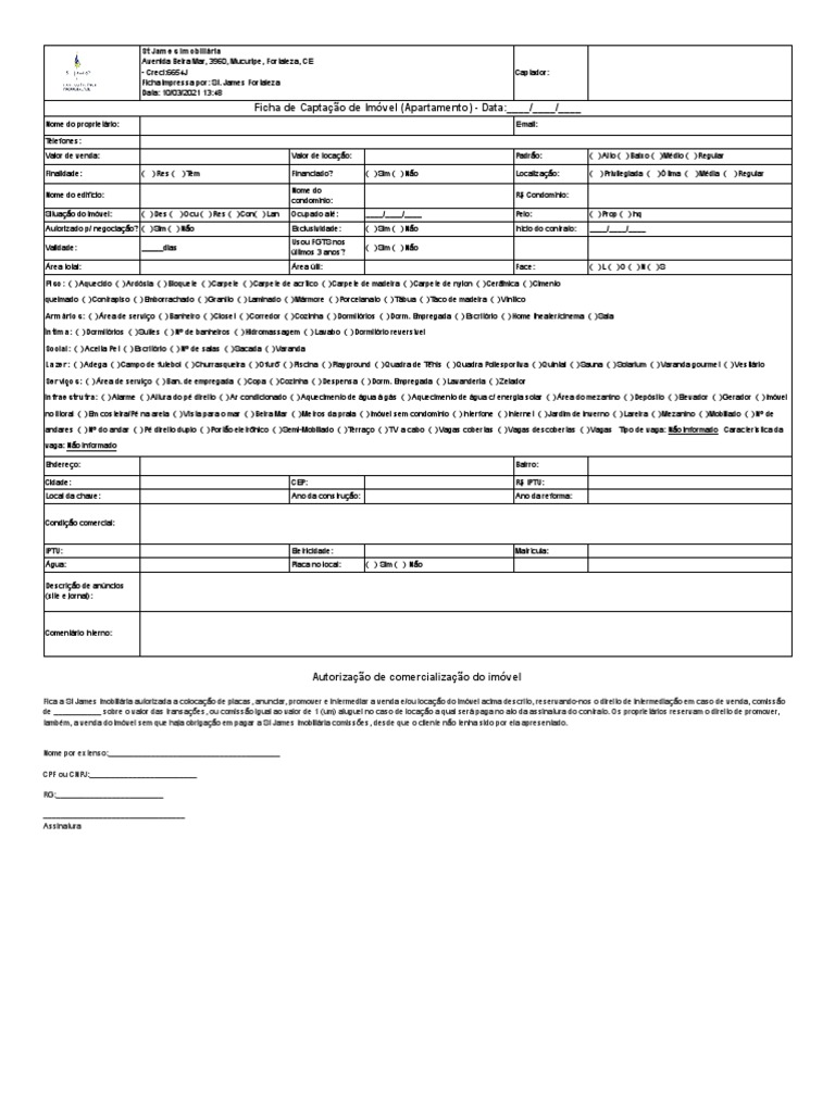 Ficha de Captacao Ap | PDF