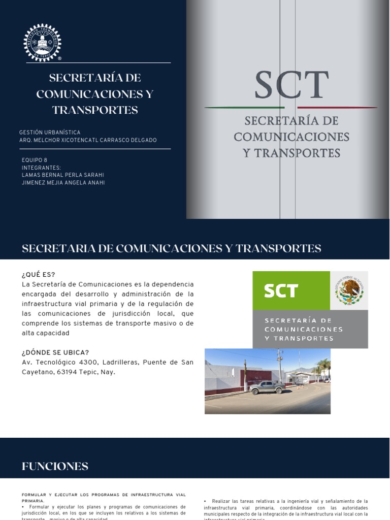 Funciones de la SCT en Infraestructura Vial | PDF