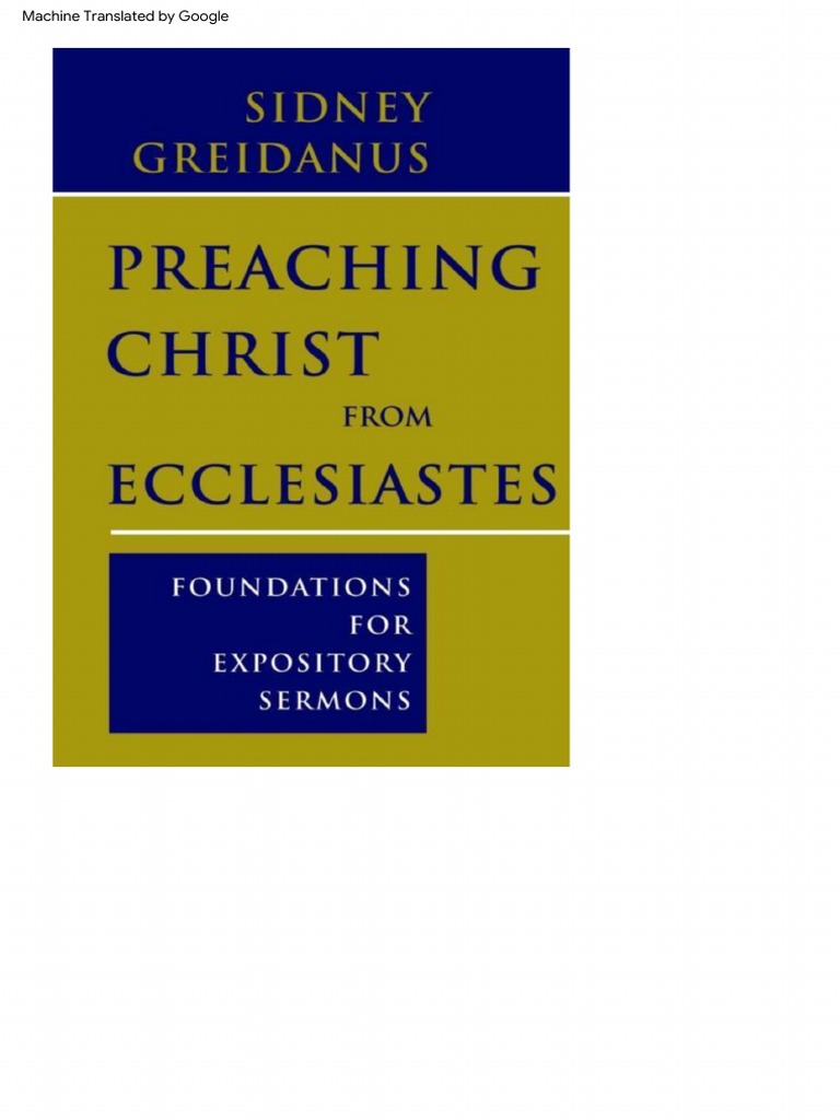 JOY245A140A23 Predicando A Cristo Desde Eclesiastes Sidney Greidanus ...