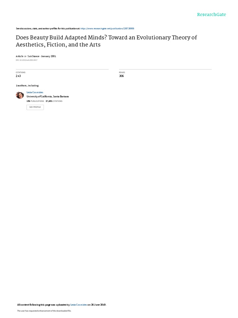 Evolutionary Theory of Aesthetics | PDF