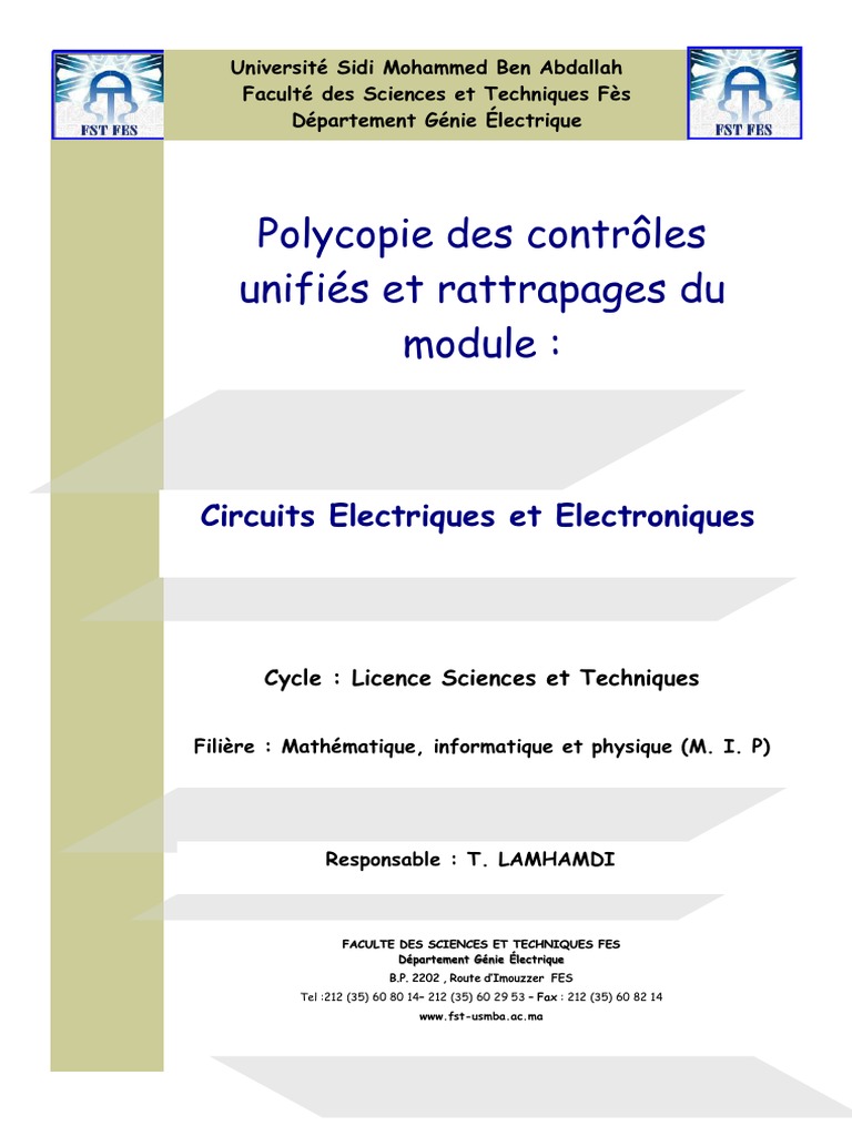 Polycopie CU CR Circuits 2014 2022 | PDF