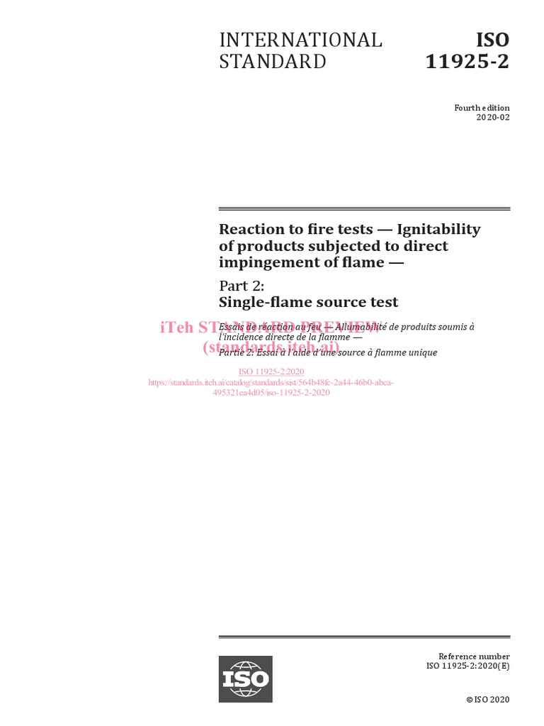 ISO-11925-2-2020 - Ensayos de Reacción Al Fuego - Inflamabilidad | PDF | International ...
