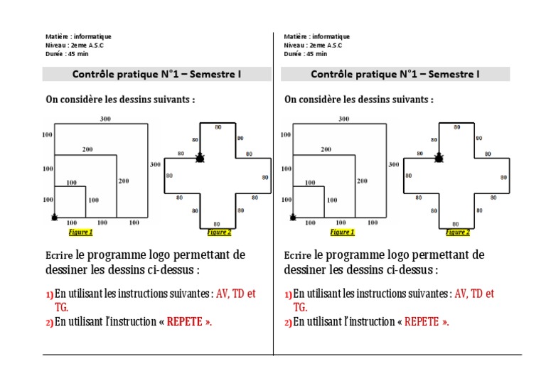 Controle Pratique1 Xlogo | PDF