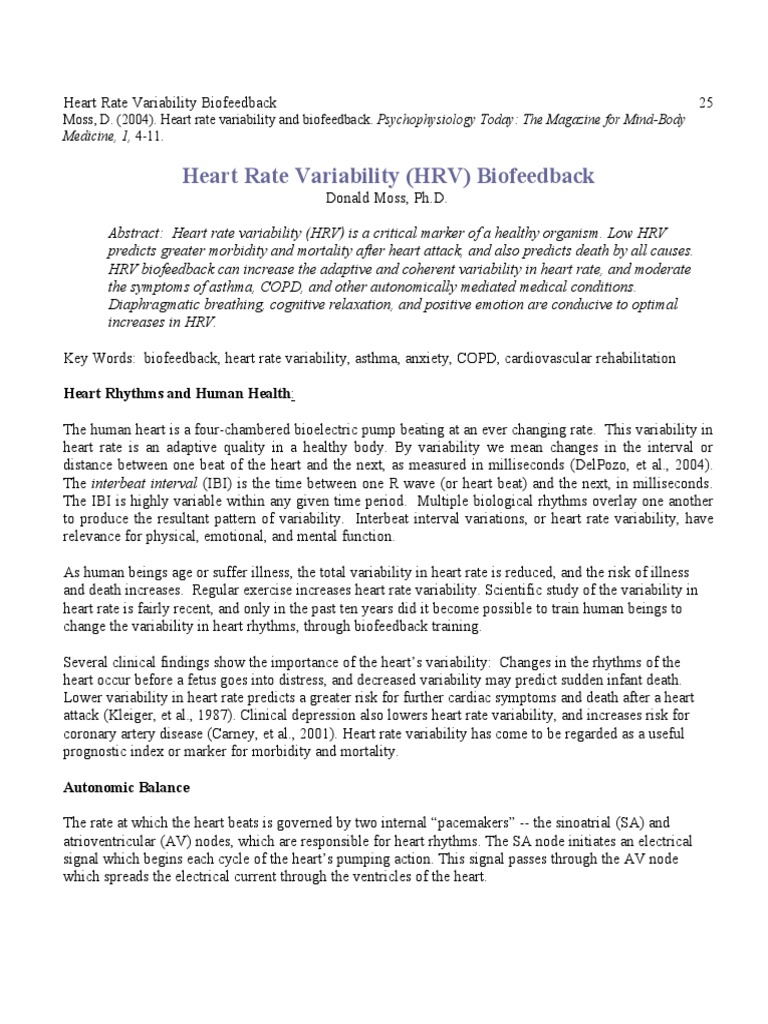 Heart Rate Variability (HRV) Biofeedback | PDF | Heart | Heart Rate
