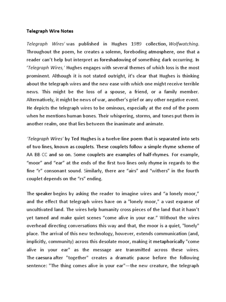 13) Telegraph Wires | PDF | Poetry