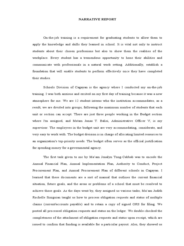 Narrative Report | PDF | Business