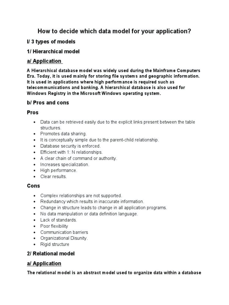 How To Decide Which Data Model For Your Application | PDF