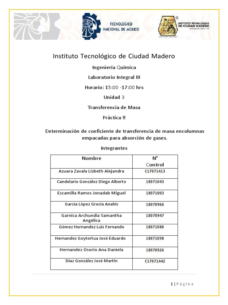 Practica 7 Lab 3 | PDF | Absorción (Química) | Gases Practica 7 Lab 3 | PDF | Absorción (Química) | Gases