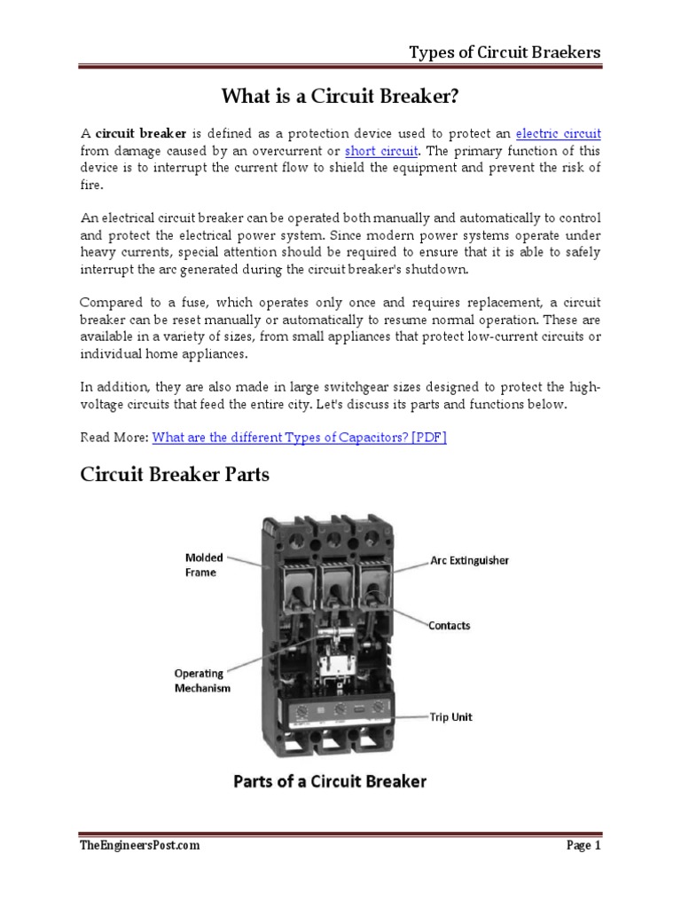 Types of Circuit Breaker and Its Function | PDF