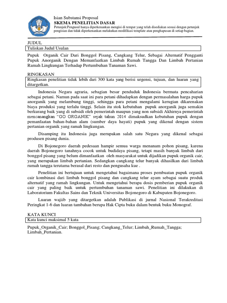Isian Substansi Proposal Skema Dasar | PDF
