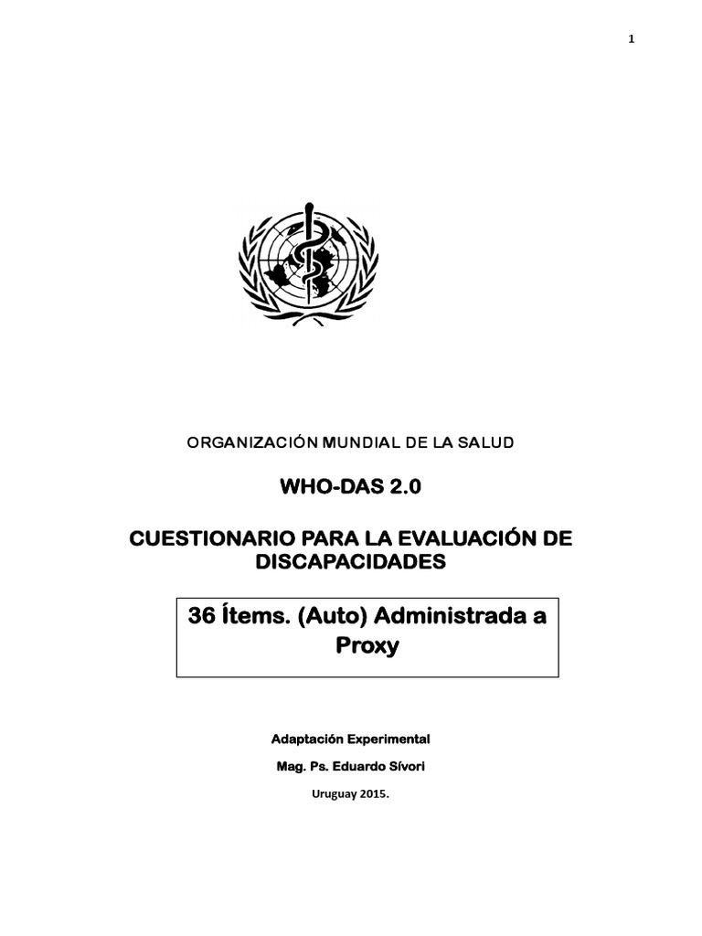 Whodas 2.0 36 Items. Proxy Administrada Experimental | PDF