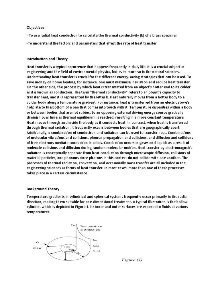 Radial Heat Conduction in Brass Experiment | PDF | Thermal Conduction ...