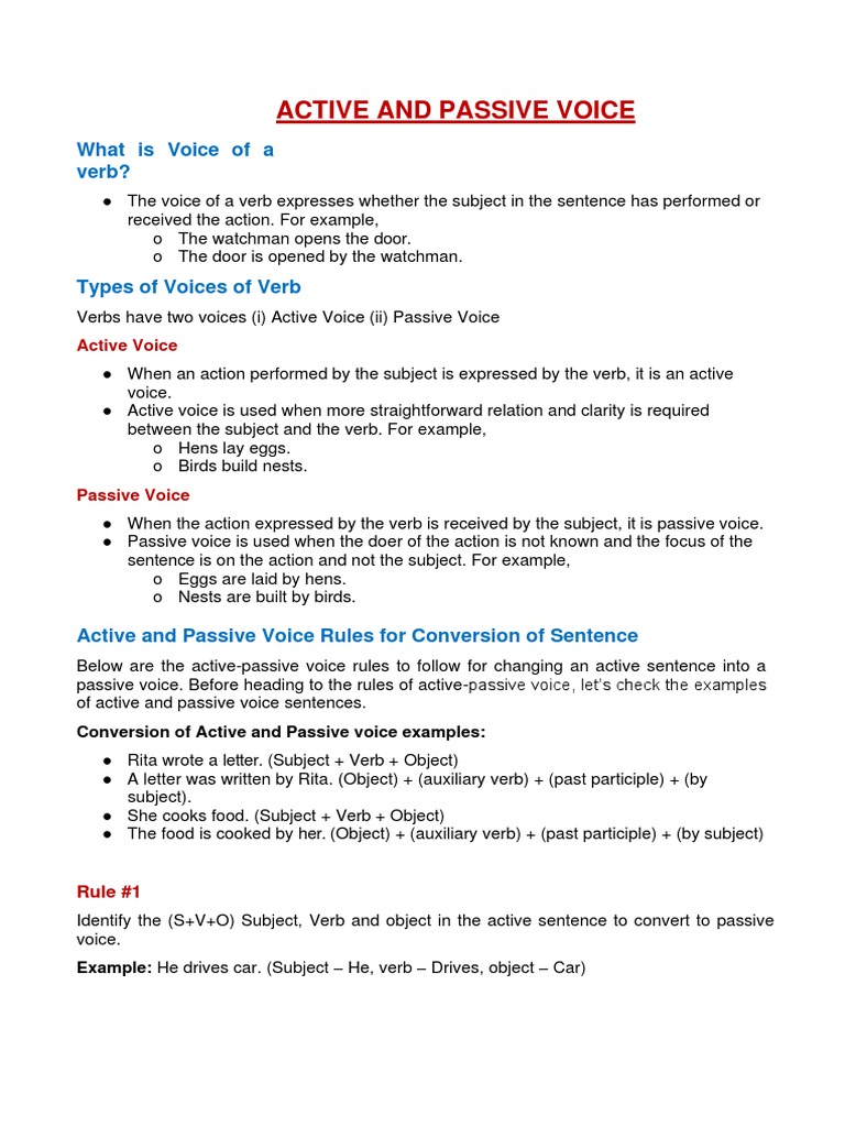 Active Passive | PDF | Verb | Subject (Grammar)