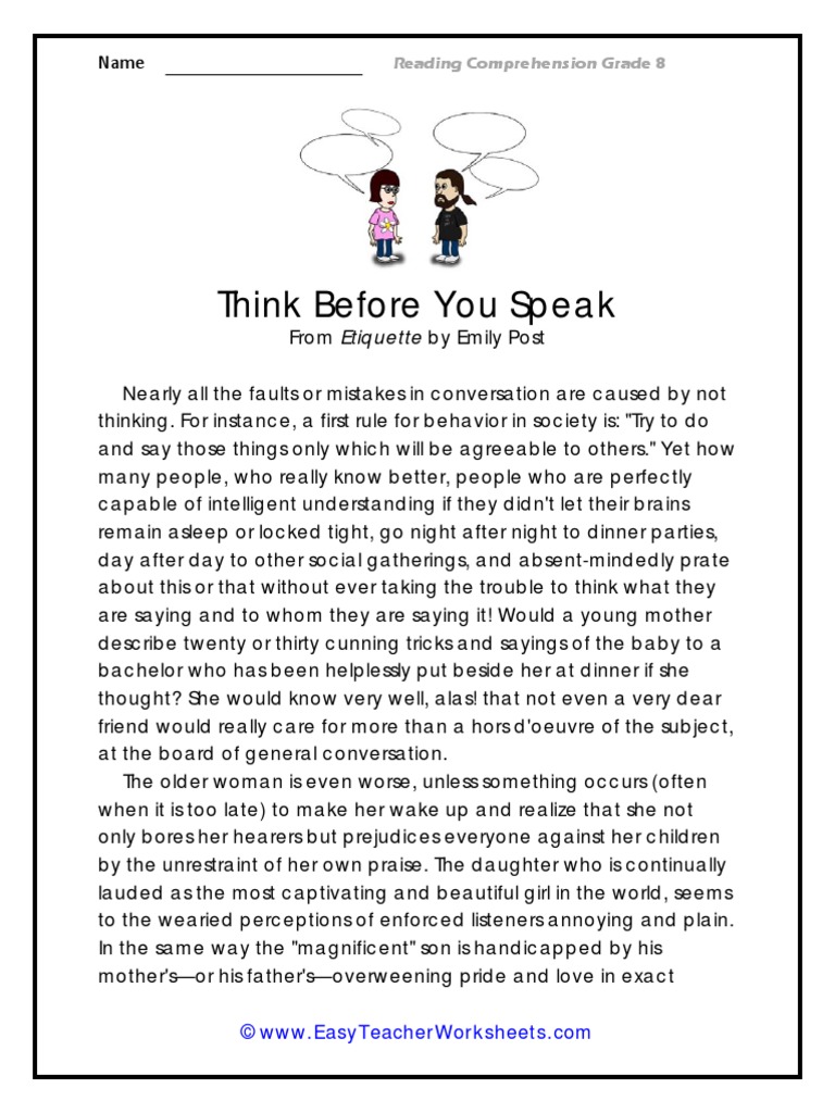 Think Before You Speak: Social Etiquette | PDF