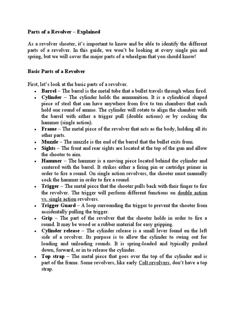 Parts of A Revolver Explained | PDF | Revolver | Trigger (Firearms)