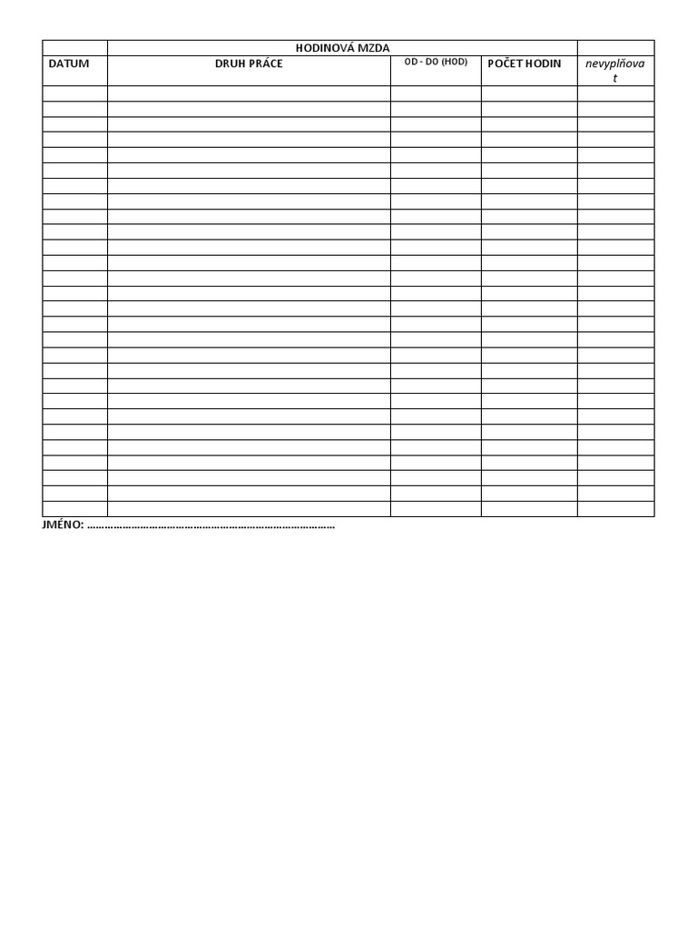 Tabulka - Vyuctovani Praci - 2020 | PDF