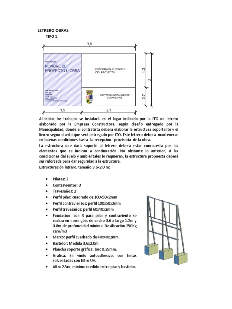Letrero de Obras - Municipal | PDF