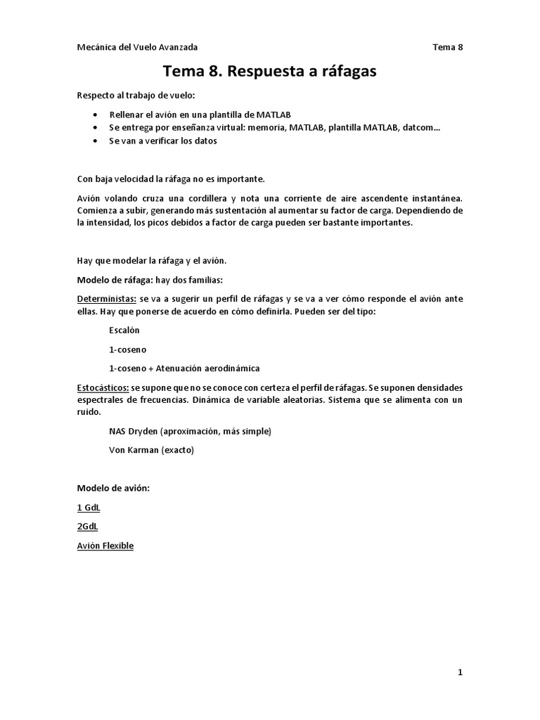 Tema 8 Respuesta A Ráfagas MVA | PDF | Avión | Integral