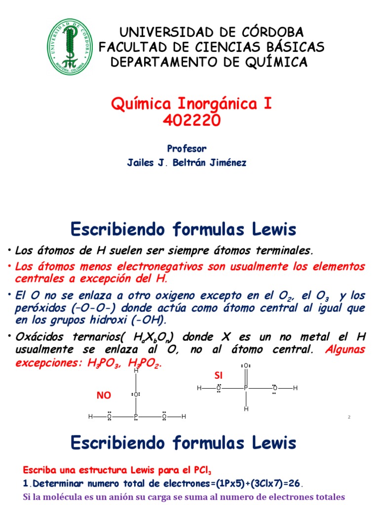 Estructuras de Lewis y Cargas Formales | PDF | Enlace químico | Enlace ...
